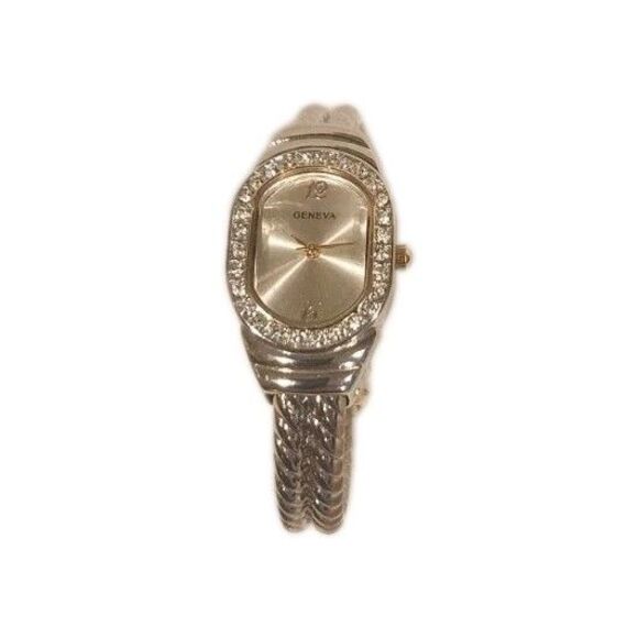 Geneva | Accessories | Vintage Geneva Silvergold Tone Hinged Cuff Watch ...